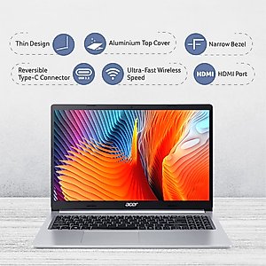 acer 2023 Newest Aspire 5 Slim Essential Laptop, 15.6" Full HD IPS Display, 8GB RAM, 512GB SSD, Intel Dual-Core i3 Processor Up to 4.1 GHz, HDMI, Windows 11 S