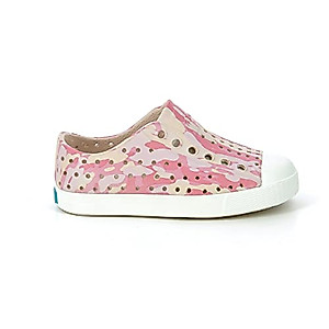 Native Shoes Kids Jefferson Print Sneakers for Little Kids - Durable Man-Made Upper, Slip-On Style, and Classic Round Toe Dust Pink/Shell White/Princess EU Camo 13 Little Kid M