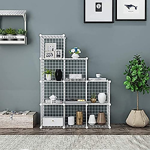 C&AHOME Wire Cube Storage, 9-Cube Organizer Metal, Wire C Grids Storage, Storage Bins Shelf, Modular Bookshelf, Closet Cabinet Ideal for Home, Living Room, Office 36.6”L x 12.4”W x 48.4”H White