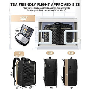 LOVEVOOK Carry On Backpack, 50L Airline Approved Travel Backpack for Women as Personal Item, Expandable 18 inch Laptop Backpack, Large Casual Daypack Waterproof Luggage Suitcase with Toiletry Bag