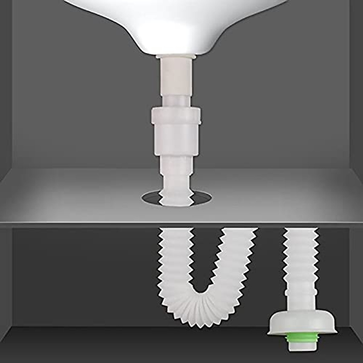 LMMDDP Universal Kitchen Cover Up Basin Sink Water Strain with Flexible Flume Pipe Kit