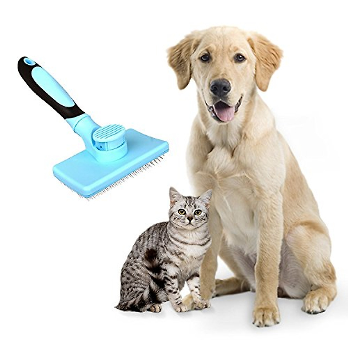 Dog Brush: DakPets Dog Grooming Brush Removes Loose Fur From The Undercoat As Well As Mats & Tangles. Use On All Dogs & Cats. Our Self Cleaning Functi