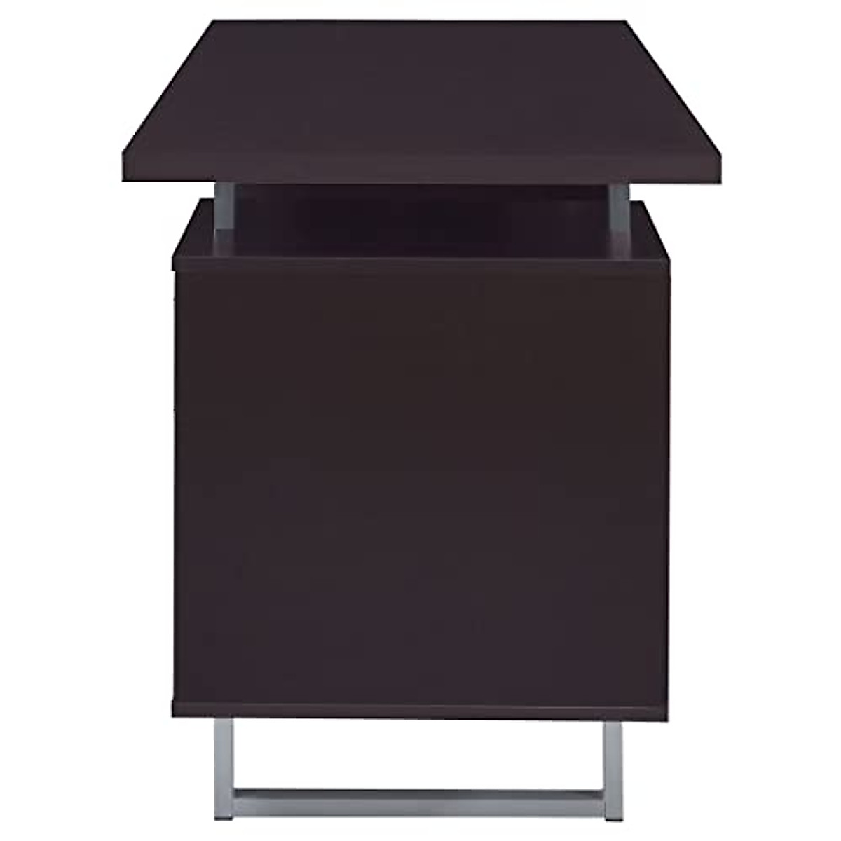 Coaster Furniture Lawtey Modern Contemporary 2 Drawer Home Office Writing Desk Storage File Cabinet Silver Metal Frame Cappuccino Brown 801521