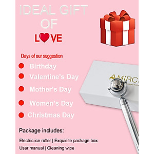 Amirce Electric Ice Roller for Face and Eye, Facial Ice Roller Beauty Tools, Electric Massage Ice Roller for Puffiness, Ice Face Eye Massage Roller, Skin Care Tools