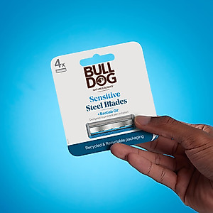 Bulldog Mens Skincare and Grooming Sensitive Skin Razor Blades Refills for Men, 4 Count