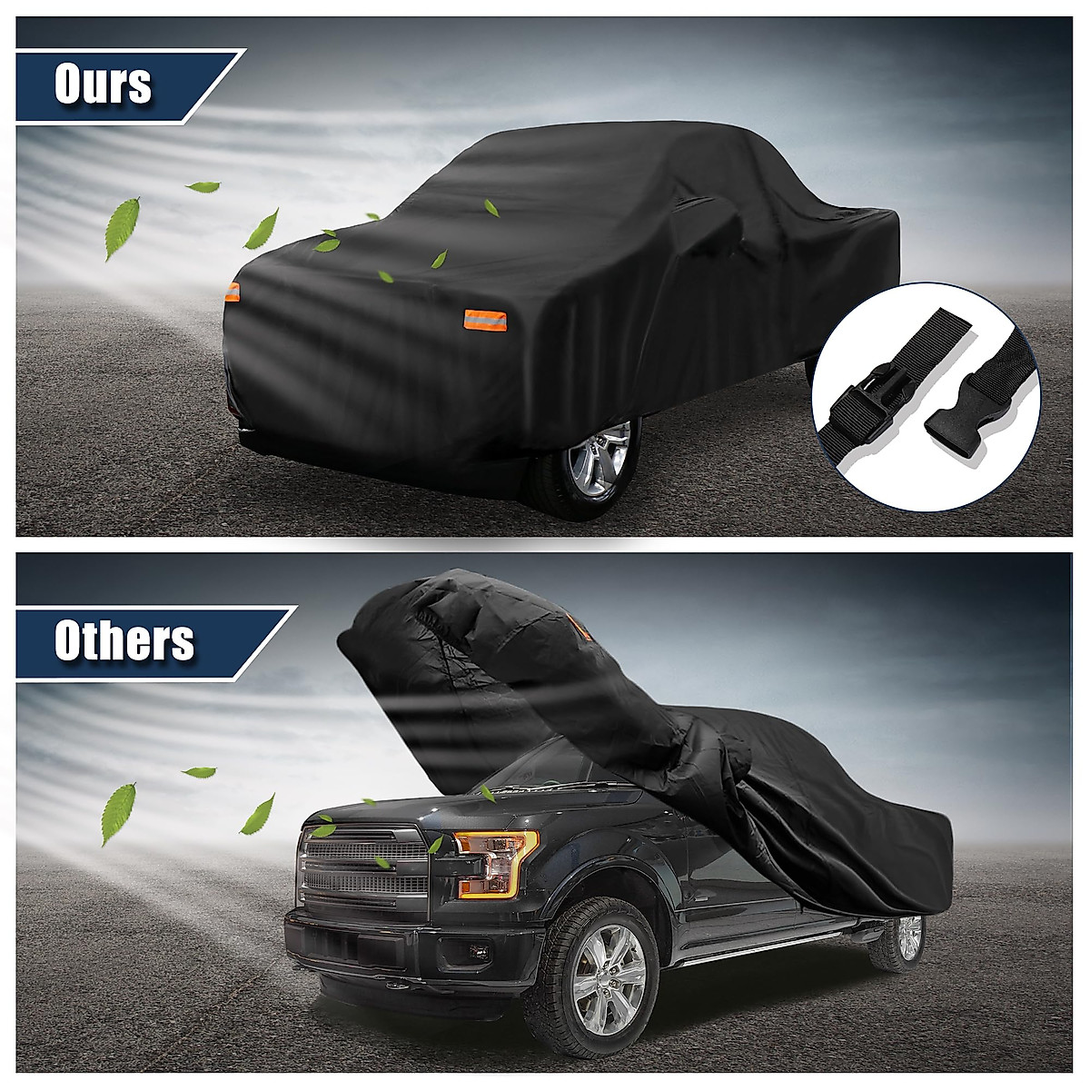 X AUTOHAUX Pickup Truck Cover for Ford F150 Regular Cab 8Ft Bed 2-Door 04-21 F350 Regular Cab 8 Foot Bed 2-Door 08-21 Outdoor Waterproof Sun Protection W/Driver Door Zipper Black