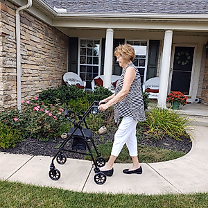 Carex Step 'N Rest Aluminum Rollator Walker With Seat - Rolling Walker For Seniors With Back Support, 6 Inch Wheels, 250lbs Support, Lightweight