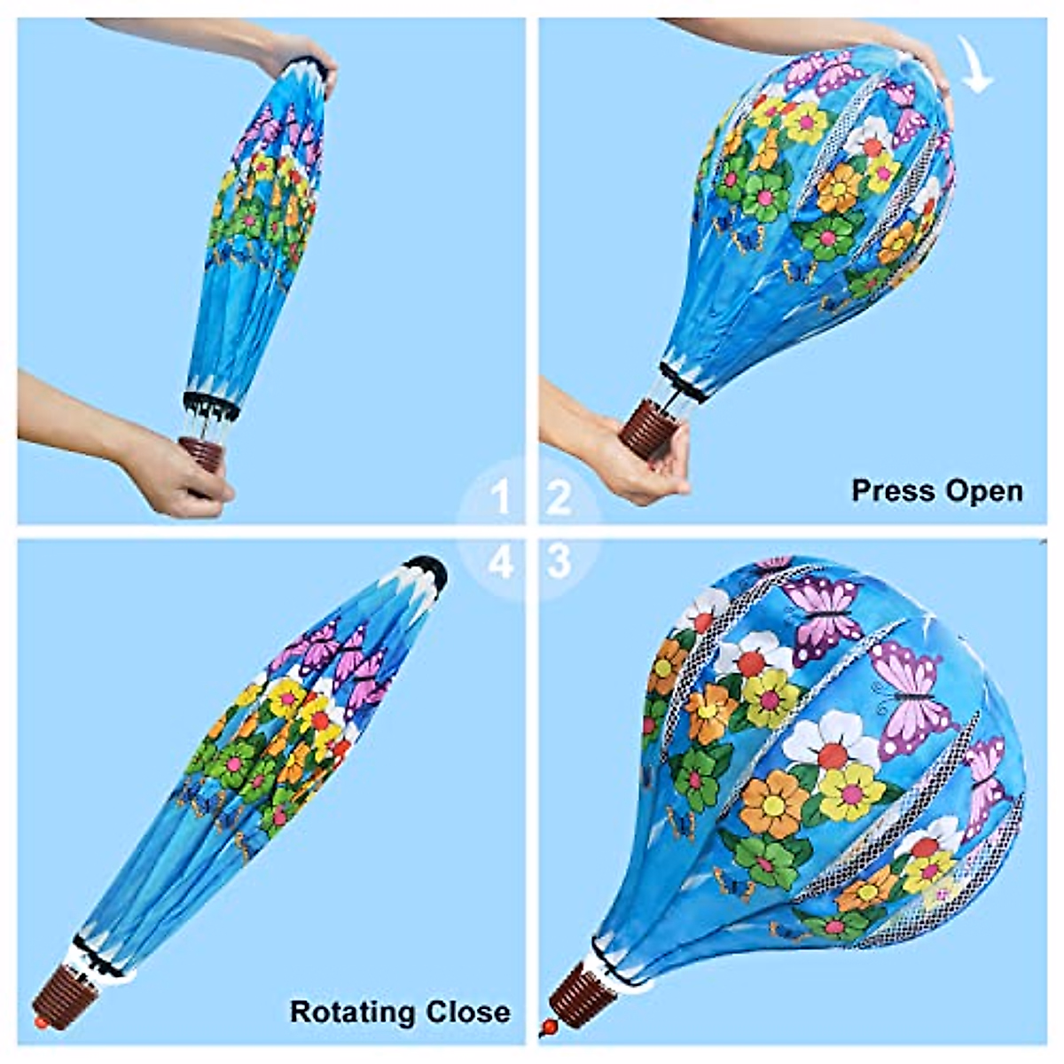 Giant Rainbow Butterfly Hot Air Balloon Garden Wind Spinners Large Pinwheels Lawn Yard Catchers Ornaments Windmills Outdoor Hanging Decor Whirligigs Wind Hanging Windsock 2Pack