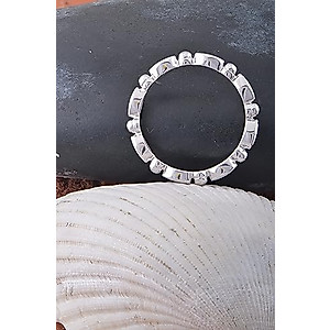 SILVERCLOSEOUT Rhodium Plated Sterling Silver Womens Dainty Stacking Bead Bar Band perfect for Ladies - Size 8