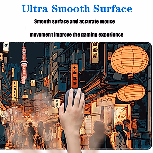 Japanese Street Gaming Mouse Pad Large,Anime Mouse Pad Gaming Mouse Mat Desk Pad,31.5 x 11.8 Desk Mat Anime Mouse Pads for Desk,Extended Keyboard Mousepad with Non-Slip Base and Stitched Edge