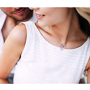 AmorAime 925 Sterling Silver Heart Necklace Nurse Necklace Stethoscope Birthstone Necklace for Doctor Medical Student for Festival, Vacation