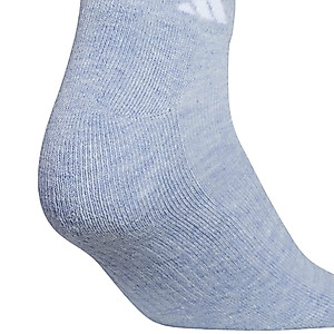 adidas Women's Athletic Cushioned Cut Socks (6-Pair) Low Profile Arch Compression for a Secure Fit, Heather Grey/Washed Denim Blue Heather/White, Medium
