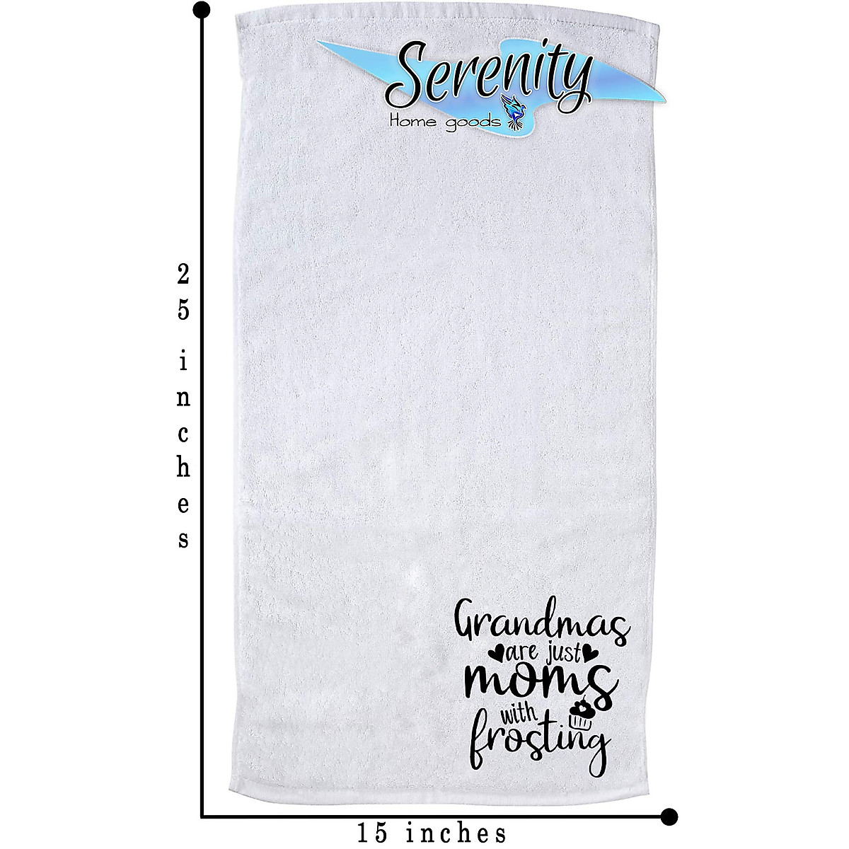 Mother's Day Gifts | Home Decor Decorative Kitchen and Bath Hand Towel | Farmhouse Grandmas Are Just Moms With Frosting | Spring Summer Garden Themed | White Towel Home Decorations | Nana Gift Present