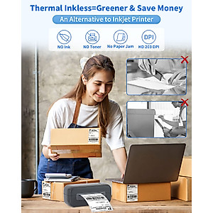 Thermal Label Printer, Shipping Label Printer 4x6, Commercial Direct Desktop Label Printer, Thermal Label Maker Compatible with Amazon, Ebay, Shopify, Etsy, UPS, USPS, FedEx (Black)