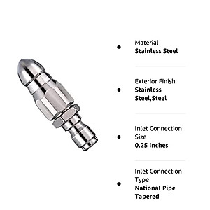 5000 PSI Sewer Jetter Nozzle Pressure Drain Jetter Hose Nozzle for 1/4 Pressure Washer Quick Connector
