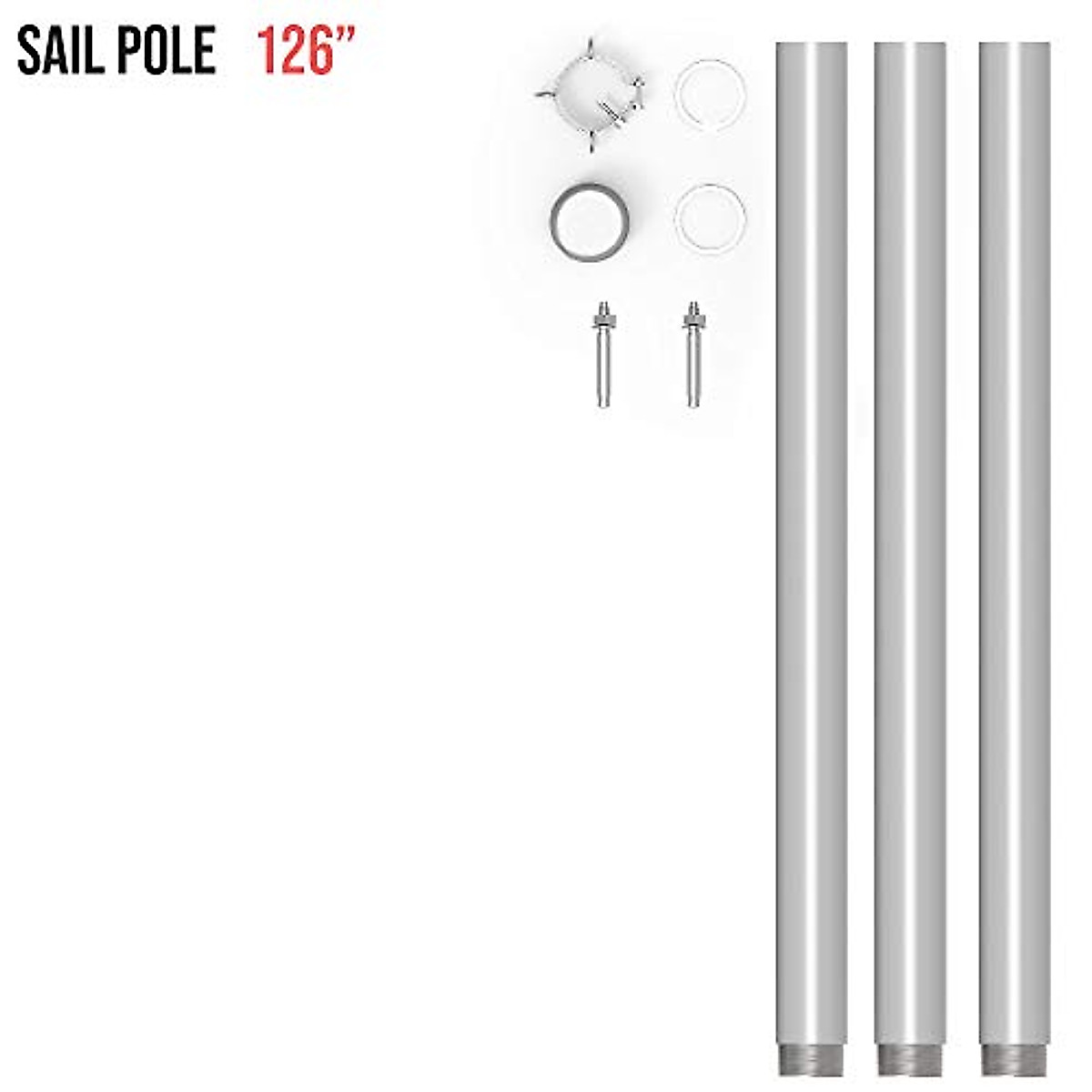 E&K Sunrise Sun Shade Sail Canopy Pole Kit for Garden Patio Backyard Sign Light Pole 126’’ Metal Post Powder Coated Sturdy Durable with Clamp