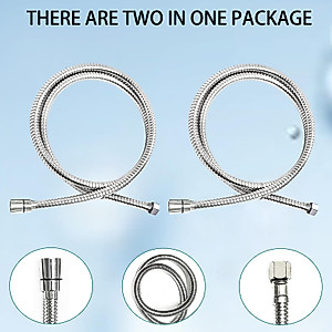 2 Packs Shampoo Bowl Hose, 1/2" Thread to 1/4" Thread Nut Stainless Steel Shampoo Hose for Professional Salon Shampoo Bowl, Sink Faucet and Sprayer Head Replacement Part
