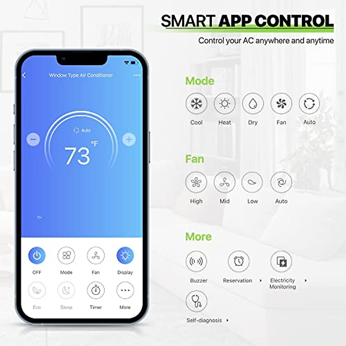 Magshion Window Air Conditioner 12000 BTU, Wi-Fi Enabled or Remote Control, Cooling for Large Rooms up to 450 Sq. Ft., 12K BTU Window AC Unit with Easy Install Kit