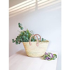 French Market Basket Bag | Handmade Moroccan Seagrass Baskets | Wicker Basket for Beach, Laundry, Toy, Blanket, Storage, Baby, or Picnic, Premium Bundles (Small, Medium, Large, XL) by purifyou