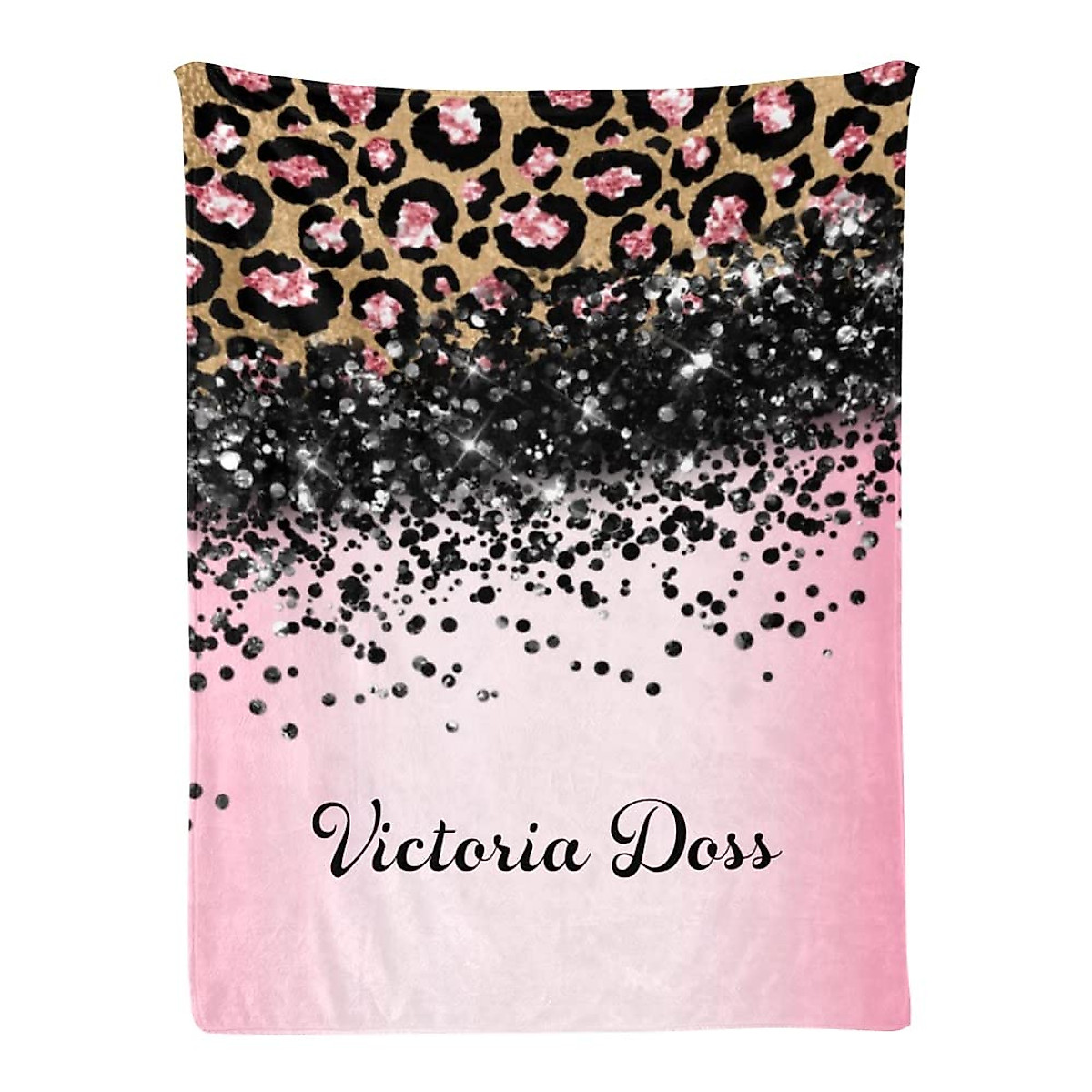 Yeshop Personalized Baby Blanket Pink Leopard Print Custom Nursery Swaddling Blankets 30x40 Inches for Baby Boy Girl with Name for Baby Shower Birthday
