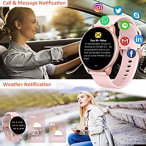 moreFit Smart Watch for Women Men, Smartwatch for Android Phones and iPhone Compatible, Waterproof Fitness Tracker Watch with Pedometer Heart Rate Monitor Sleep Tracker Call Reminder (Pink)
