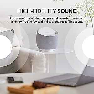 Belkin SOUNDFORM Elite Hi-Fi Smart Speaker + Wireless Charger (Alexa Voice-Controlled Bluetooth Speaker) Sound Technology By Devialet, Fast Wireless Charging for iPhone, Samsung Galaxy & More - White