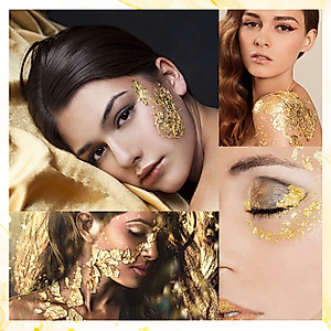 Edible Gold Flakes, 30mg 24k Gold Leaf Foil Flakes for Cake Baking, Dessert, Skincare,Chocolates, Food Decoration, Health,Drinkings…