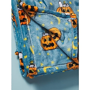 Berkshire Blanket & Home Co. Berkshire Home & Blanket Co. Peanuts Gang Snoopy Throw Blanket Featuring Snoopy with Woodstock Sleeping on a Jack-O-Lantern