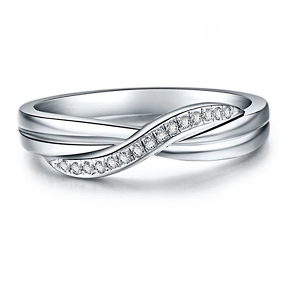 THREE MAN Sterling Silver Wedding Band Ring for Women X Style Brief Design 925 Silver (6)