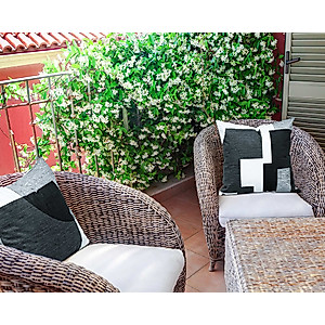 Whim-Wham Set of 4 Black and White Decorative Pillow Covers Gray Silver Boho Throw Pillows for Couch Abstract Geometric Modern Pillowcases 18x18 inches for Bed Bedroom.