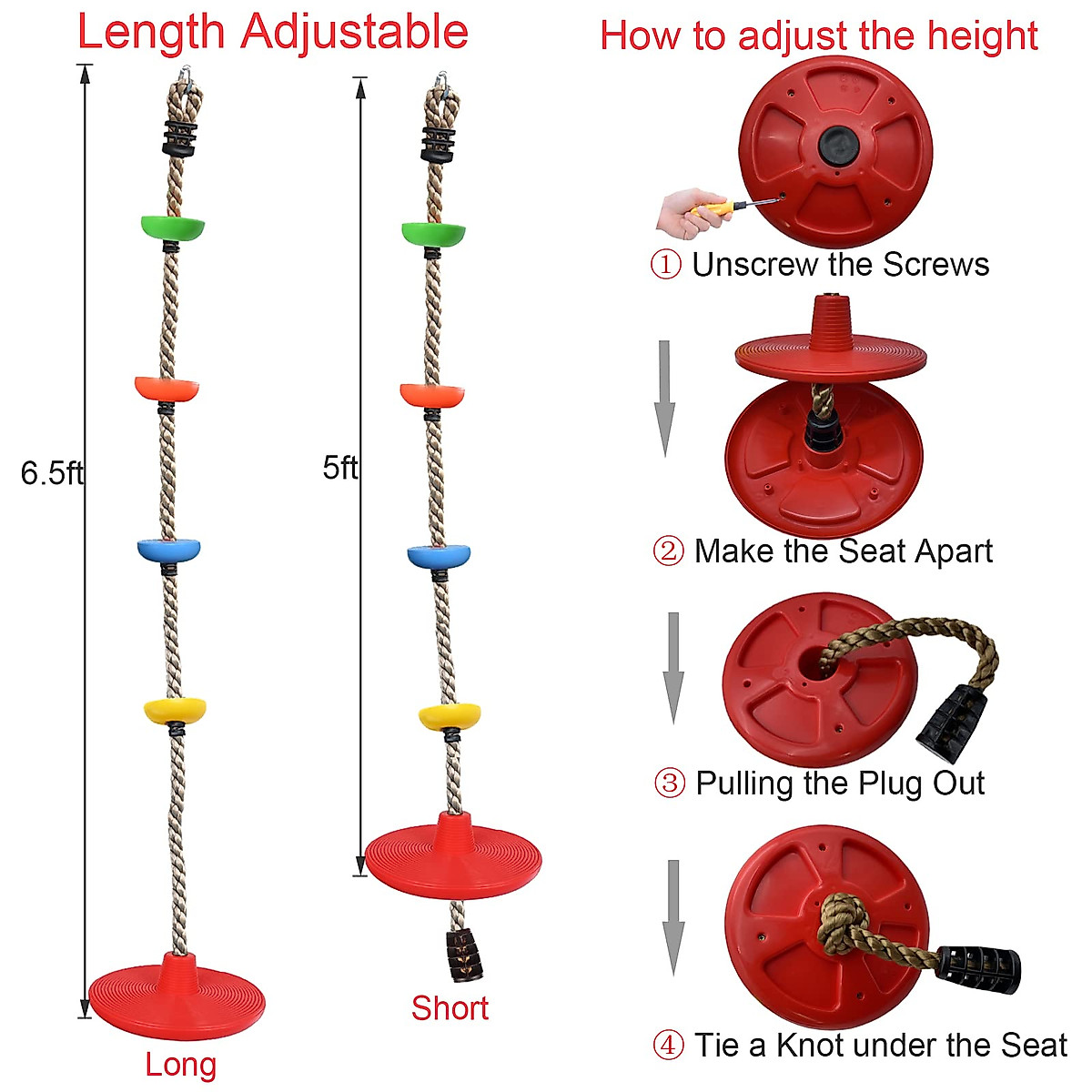 Xinlinke Tree Climbing Rope and Kids Disc Swing Seat Set Outdoor Backyard Playground Accessories