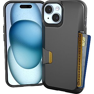 Smartish iPhone 15 Wallet Case - Wallet Slayer Vol. 1 [Slim + Protective] Credit Card Holder - Drop Tested Hidden Card Slot Cover Compatible with Apple iPhone 15 - Black Tie Affair