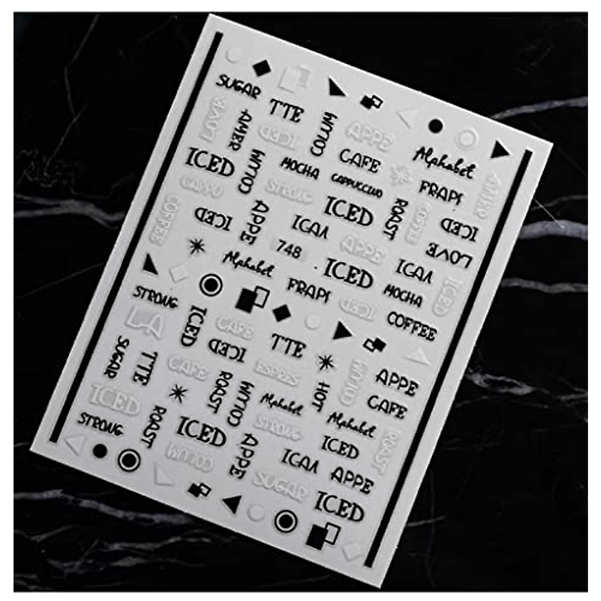 Black and White English Alphabet Nail Stickers Classic Simple Men's Nail Stickers Digital Self-Adhesive Nail Stickers for Nail DIY Decoration (1 Sheet)