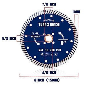 Diamond Granite Blade 6 inch Diamond Blade for Tile Granite Marble (6")
