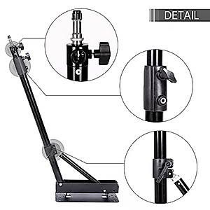 AISIMEE Wall Mounting Triangle Boom Arm for Photography Strobe Light, Monolight, Softbox, Umbrella, Reflector and Ring Light, Support 180 Degree Rotation, Max Length 4 Feet/125cm (Black)