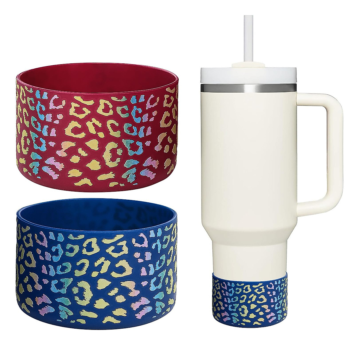 WK IEASON 2 Pcs Tumbler Bottom Protector Boot for Stanley Quencher Adventure 40oz & Stanley IceFlow 20oz 30oz and Compatible with Hydro Flask Water Bottle 12oz 21oz 24oz