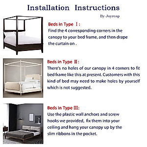 Joyreap 4 Corners Post Canopy Bed Curtain for Girls & Adults - Royal Luxurious Cozy Drapes - Cute Princess Bedroom Decoration Accessories (White, Full/Queen)