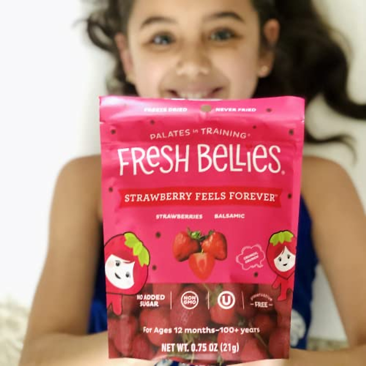 Fresh Bellies Strawberry Feels Forever| Strawberry Freeze Dried Healthy Snack for Kids| Gluten Free Freeze Dried Fruit Kids Snack with No Preservatives & No Added Sugar| Age 12+ Months| 6-Pack