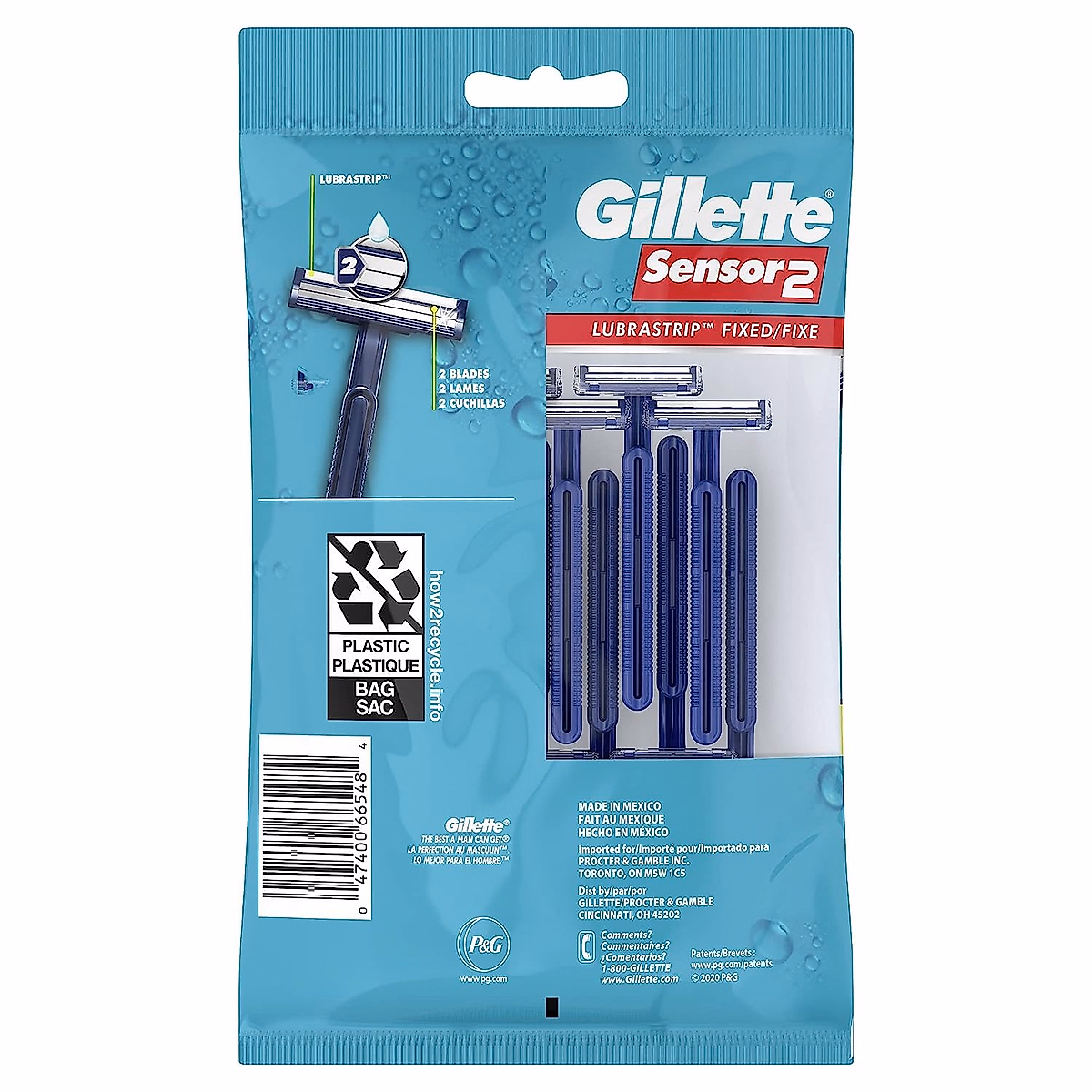 Gillette Sensor2 Men's Disposable Razors, 12Count