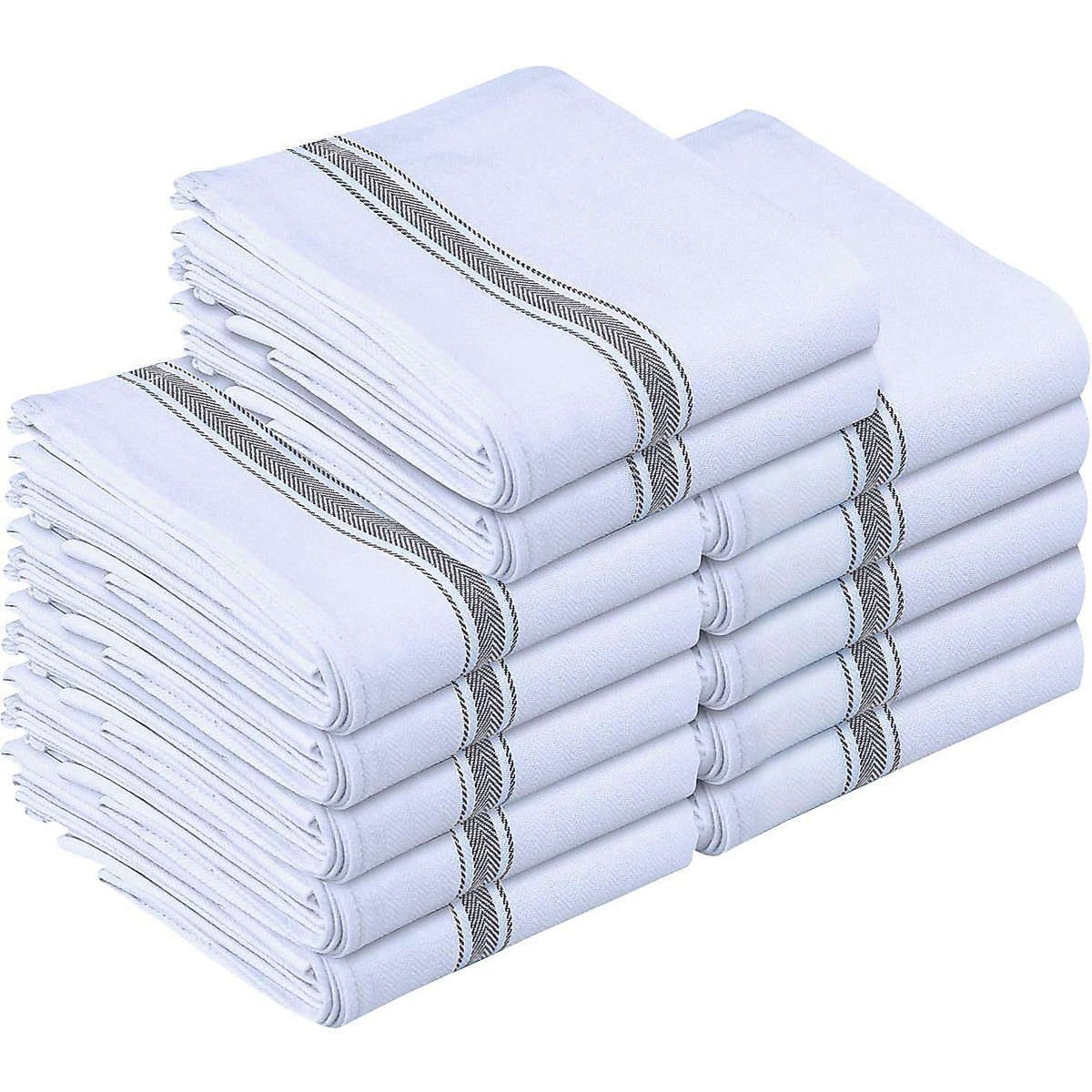 Utopia Towels 24X Pack Dish Towels (15 x 25 Inches)- 100% Ring Spun Cotton- Super Absorbent- Linen Kitchen Towels- Soft Reusable- Cleaning Bar, and Tea Towels Set (12X Grey & 12X Blue)