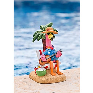 TERESA'S COLLECTIONS Flamingo Garden Statues with Outdoor Solar Lights for Yard,Hawaii Beach Flamingo Yard Art,Tropical Resin Sculptures Figurines for Patio Lawn Decorations,Gift,7.3"