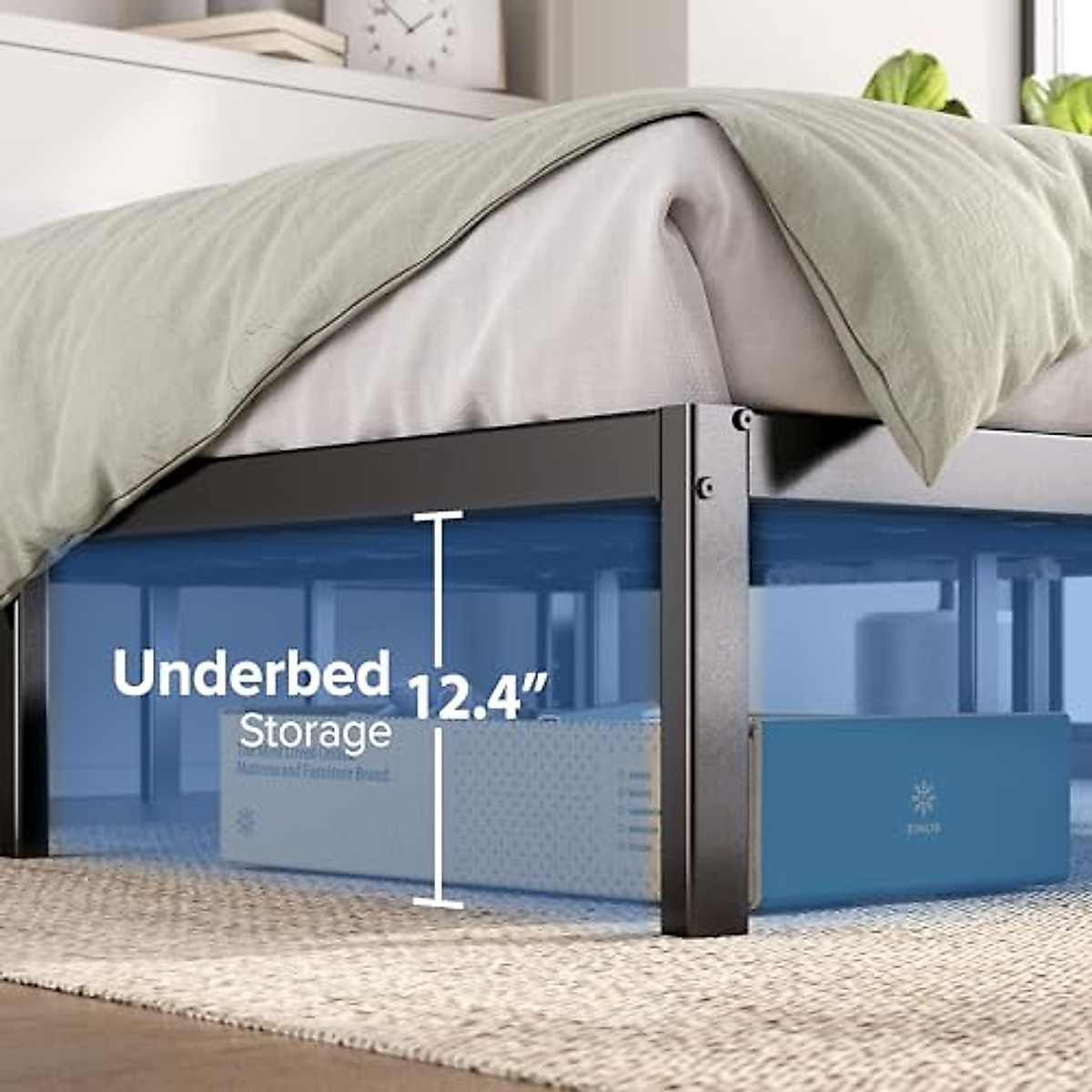 ZINUS 14 Inch Elias Metal Platform Bed Frame, Steel Support, No Box Spring Needed, Easy Assembly, Queen