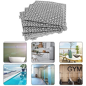 GLEEJON 12PCS Interlocking Soft PVC Flooring Tiles Mat, 12 x 12 Inch No-Slip Rubber Splicing Pool Patio Rugged Mats for Floor, Modular Interlocking Cushion Tiles Drainage Mats for Outdoor and Indoor