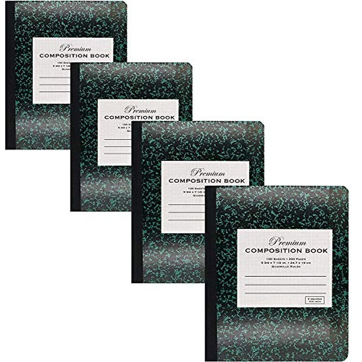 Emraw Green Marble Composition Book Quad Ruled Paper 100 Sheet Office Dairy Drawing Note Books Journals Meeting Notebook Hard cover Pack Of 4 Writing Book For school
