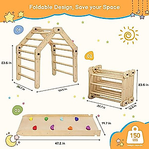 Dripex Pikler Triangle Climber Set, X-Large and Heavy-duty Climbing Frame with More Than 20 Playing Modes, Premium Early Learning Montessori Toy for 2-3 Children Play Together, Cycling Using for Years