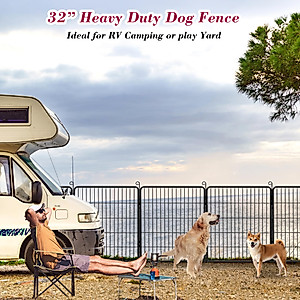 Dog Pen Outdoor Dog Fence Dog Playpen, 32 inch Pet Playpen 12 Panels Puppy Playpen Portable Dog Fences Outdoor Exercise Pen with Doors for RV,Camping,Yard