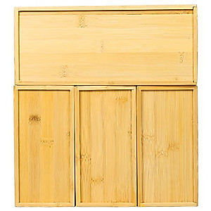 Linemoon Storage Bag Organizer Kitchen Drawer Compatible with Ziploc, 4 Piece Bamboo Sandwich Bag Organizer