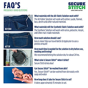 Secure Stitch Liquid Sewing Solution Kit! Fabric Glue That Quickly Mends, Alters, Hems & Embellishes Without a Needle and Thread! Includes: 4oz.Fabric Solution & 2oz All Fabric Solution