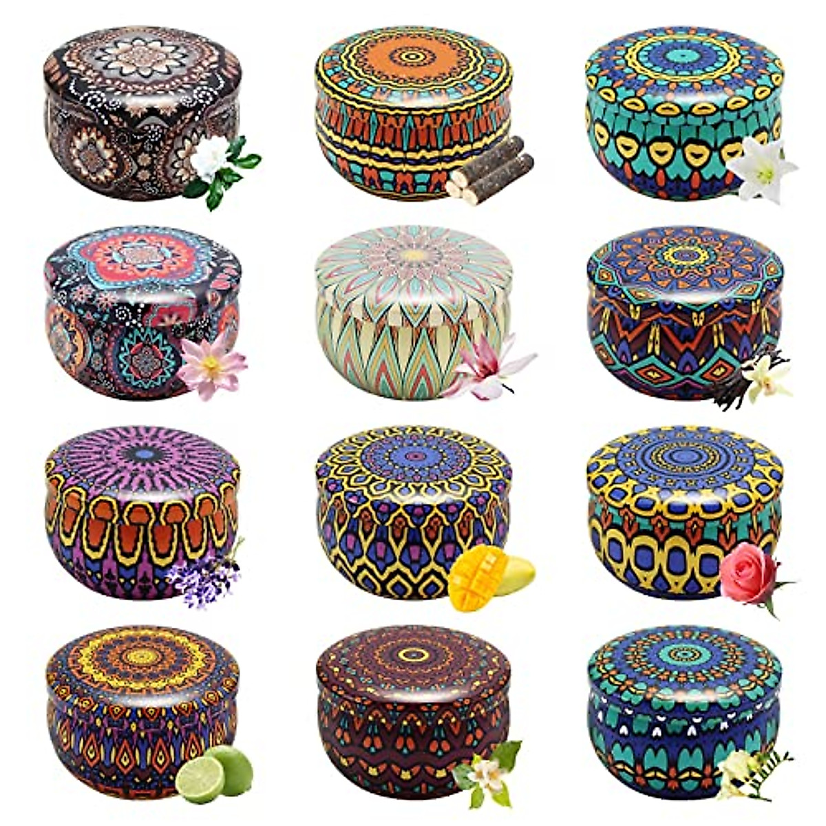 12 Pack Scented Candles Gift Set for Women, 2.5oz Natural Soy Wax Portable Travel Tins Candle with Essential Oils, for Home Decoration, Yoga,Meditation,Relax,Decompression,Valentine`s Day Gifts for …