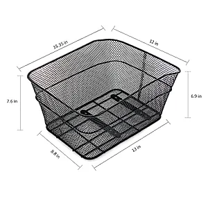 Rear Bike Basket, Bike Basket Rear with 2 Rainproof Covers and Cargo Net, Metal Bike Rear Basket with Reflective Waterproof Cover and Bicycle Rear Basket Lining,WOOFOPT Bike Rack Basket